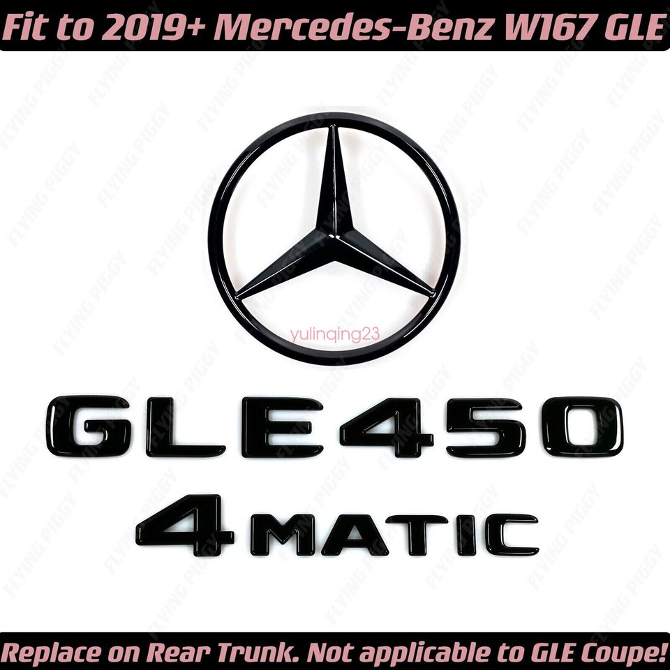 For Mercedes-Benz W167 2019+ GLE 450 Black Emblem Badge Stickers Rear ...