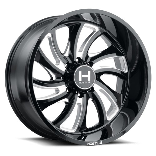 24x14 Hostile H118 Demon 8x6.5/8x165.1 -76 Black Milled Wheels Rims Set ...