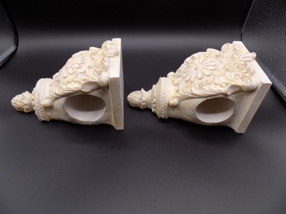 SET 2 Wall Drapery Sconce Corbels Curtain Rod Swag Holders Bracket ...