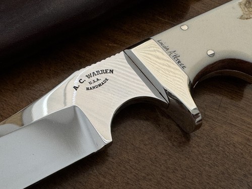 A.C. Warren Custom Fixed Blade Knife Hunter Nice Puma Scrimshaw By ...