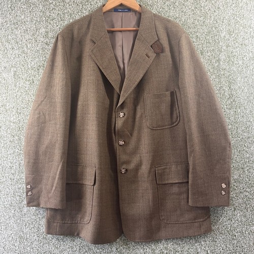 T Harris London Sport Coat Men Extra Large Brown Herringbone Warsted ...