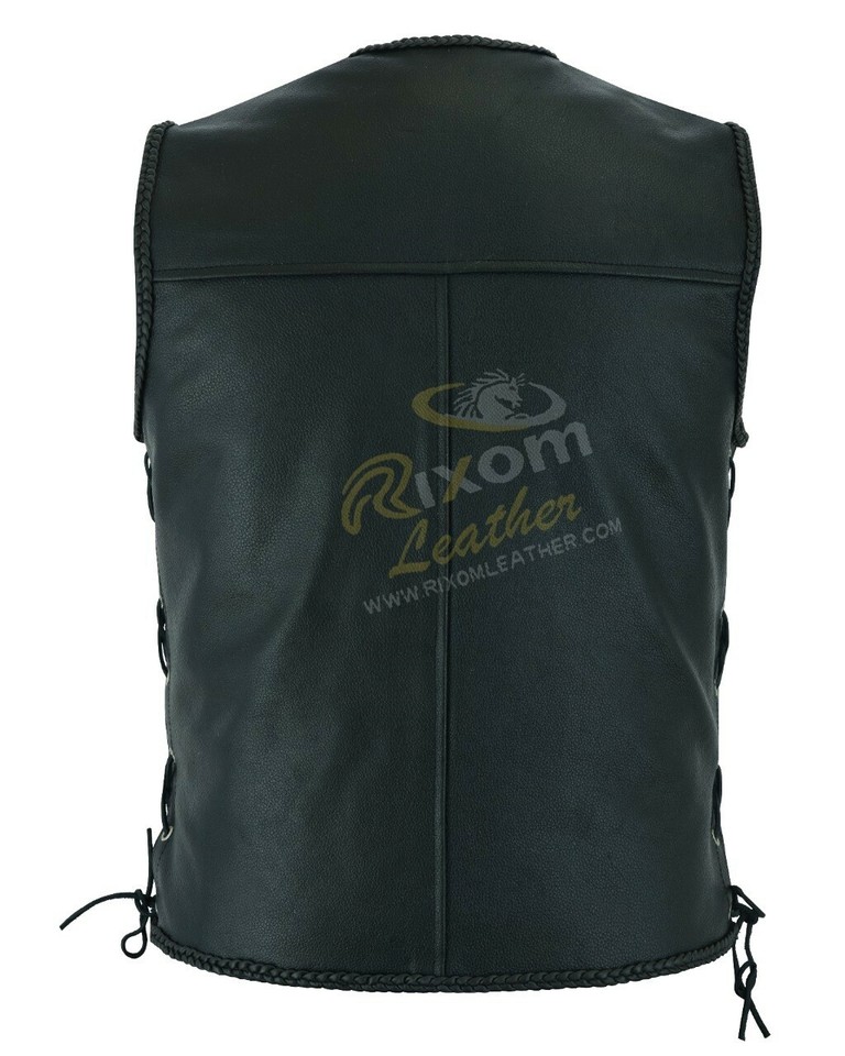 Biker Leather Waistcoat Men's Cut Motorcycle Black Various Club Bikers ...