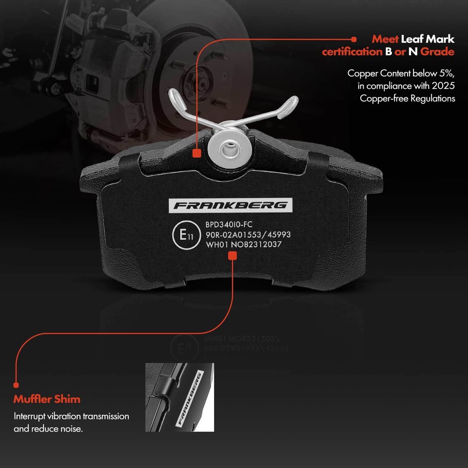 Brake Pads Set Rear for Peugeot 207 Sw 207 Cc 208 2008 308 308 CC MK1 ...