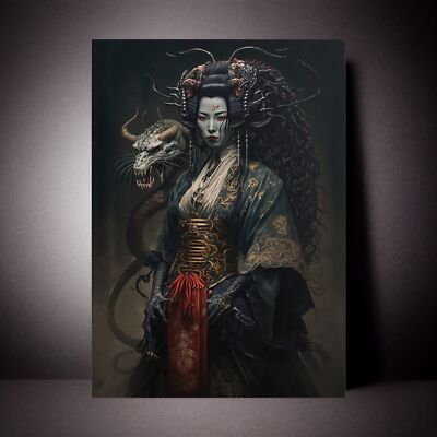 Geisha Demon 9 Art Print Japanese Kimono Asian Wall Art Samurai Horror ...