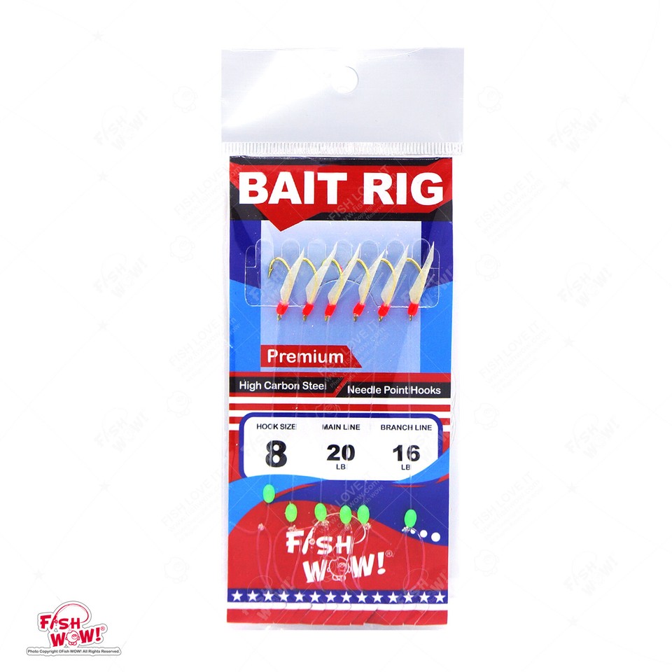 Fishing Piscatore Bait Rig sabiki Fish Skin Gold hook Size 2,4,6,8,10 ...