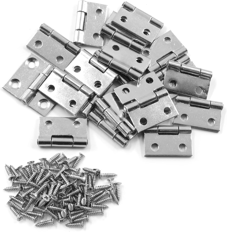 20 PCS Stainless Steel Folding Butt Hinges 1 Inc Silver Square Door ...