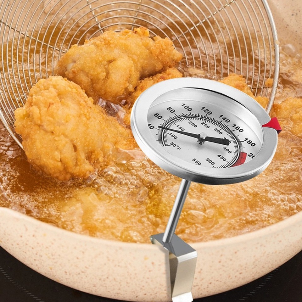 Stainless steel kitchen thermometer with stand quick read for oil and ...