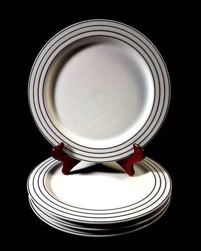 Thomas Germany STEP Salad Plates 8" White with Black Lines (Set of 4 ...