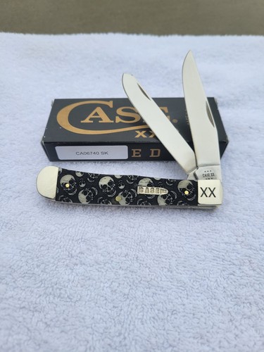 Case xx USA Trapper Knife Model #6254 Bone Skull Etch Case xx Bullet ...
