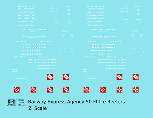K4 Z Scale Decals Railway Express Agency Steel Ice Reefer Red White REA ...