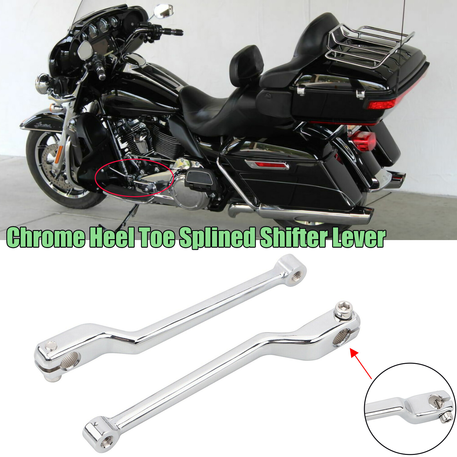 2Pcs Chrome Heel Toe Splined Shifter Lever Fit For Harley Davidson ...