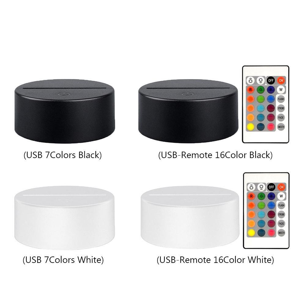 3D LED Light Base Round Acrylic Light Board Display Base (Black 7 ...