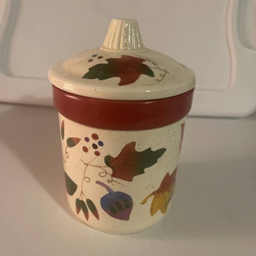 Hallmark Vintage Autumn Acorn Fall Leaves Porcelain Lid Crock Candle | eBay