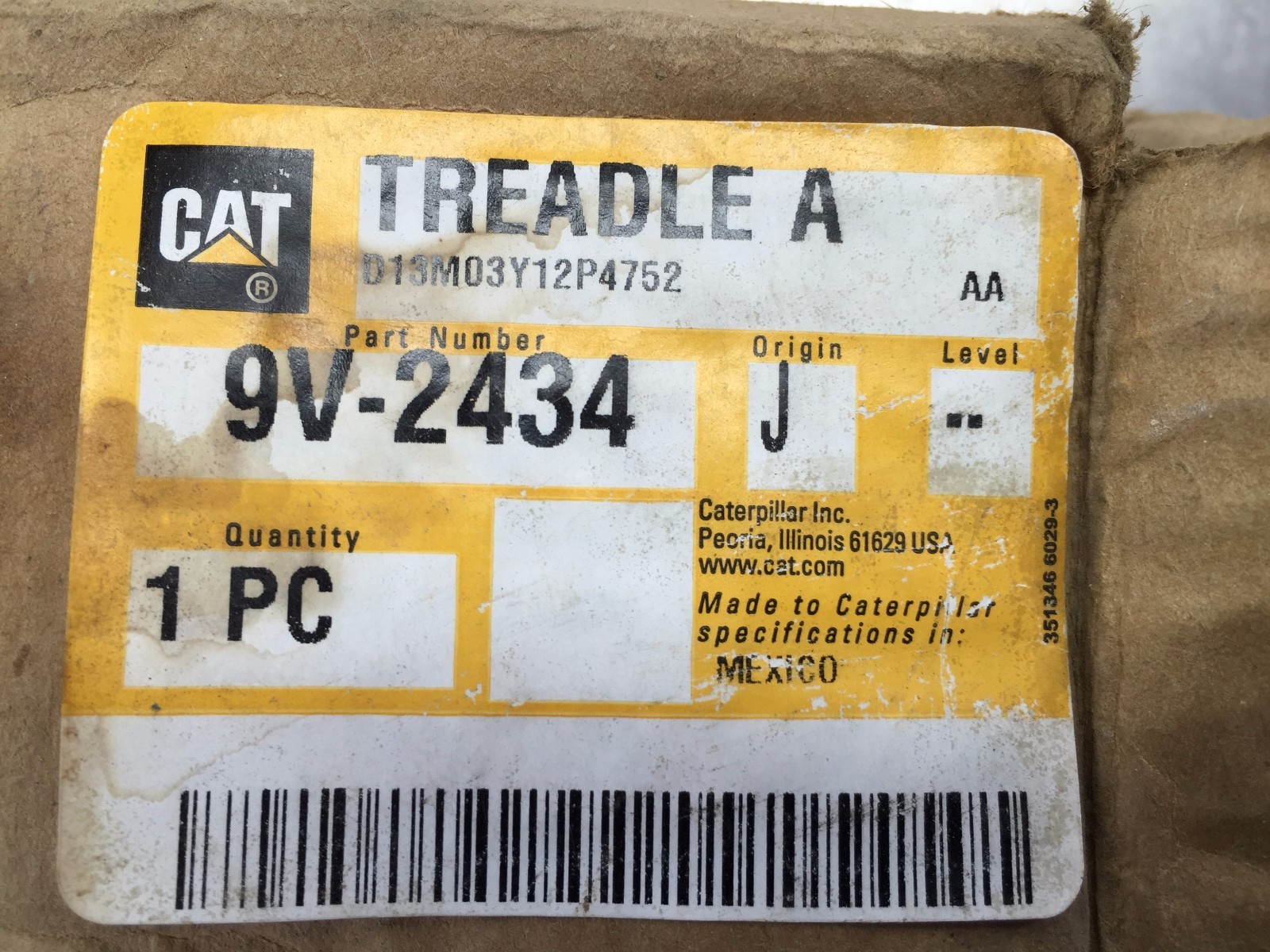 9V2434 GENUINE CAT TREADLE Caterpillar 9V-2434 | eBay