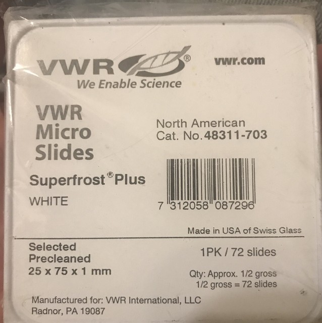 VWR Superfrost Plus Precleaned Micro Slides White 25 X 75 X 1mm 48311 ...