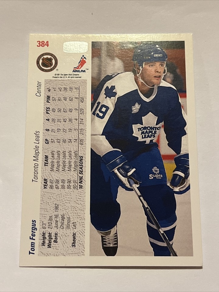 1991-92 Upper Deck Hockey #384 Tom Fergus Toronto Maple Leafs NHL | eBay