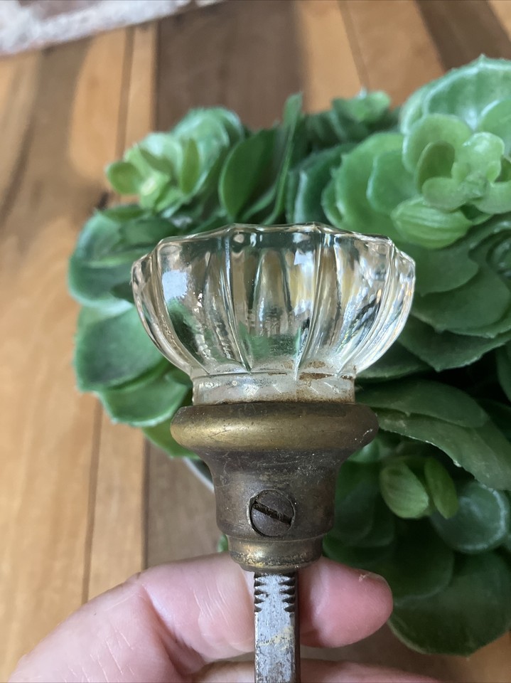 Clear Glass Door Knob Set with Spindle Antique 12 Point Vintage Estate ...