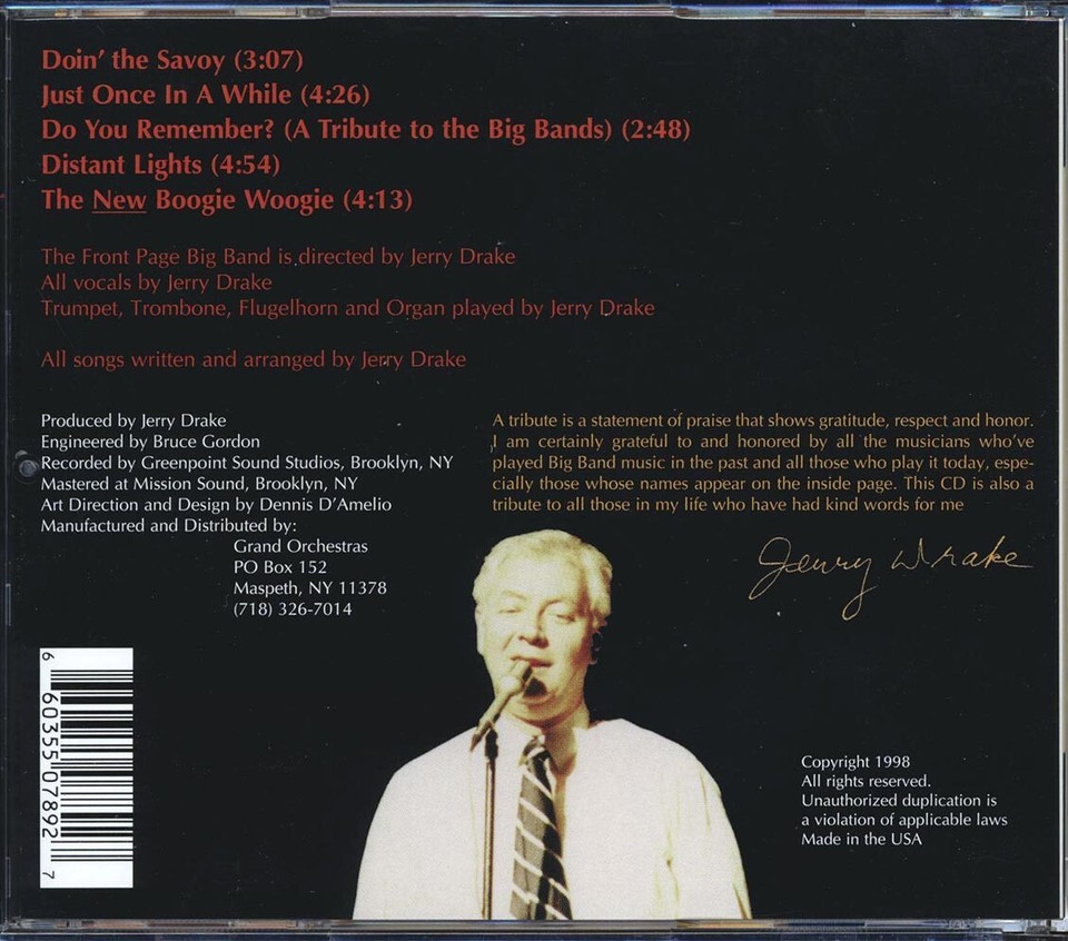 CD Jerry Drake - A Tribute To The Big Bands 660355078927| eBay