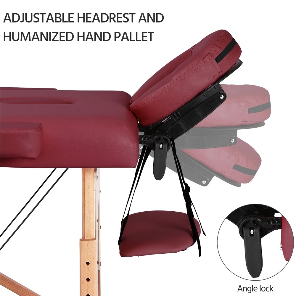 Beauty Massage Table Foldable Adjustable Spa Bed Salon Lashing Table ...