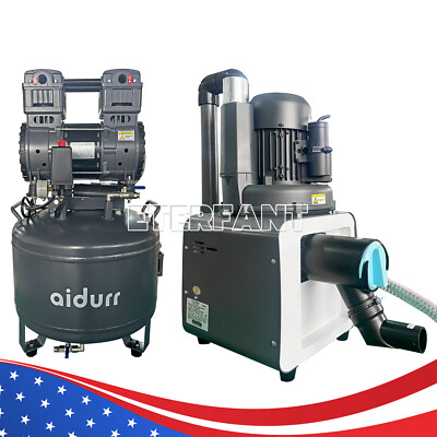 Dental Suction Machine Vacuum System/Silent Oil-Free Air Compressor ...