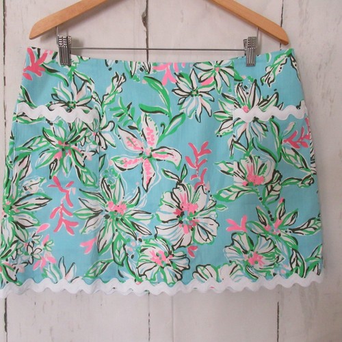 New Lilly Pulitzer Skort 14 Blue Floral Ric Rac Gardner Mini Sun Of A ...