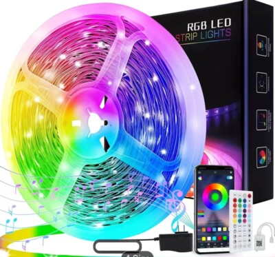 65ft LED Strip Lights Music Sync Bluetooth RGB Room Light with Remote ...