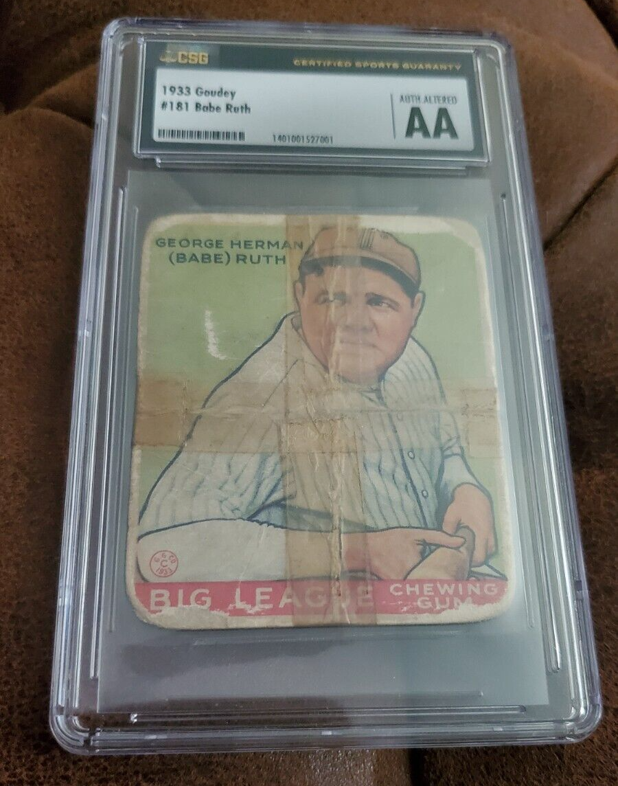 AUTHENTIC! 1933 Goudey #181 - BABE RUTH - CSG AA (Authentic Altered ...