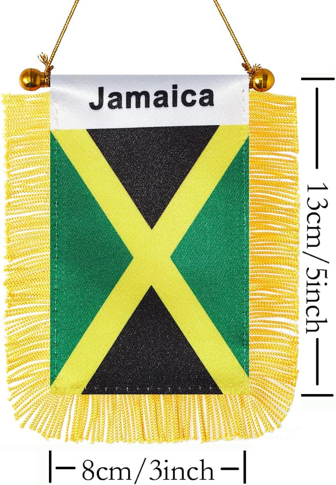 Jamaica Window Hanging Flag,Mini Jamaican Car Flag with Pole Tassel ...