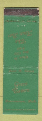 Matchbook Cover - Green Tavern Roscommon MI WEAR | eBay