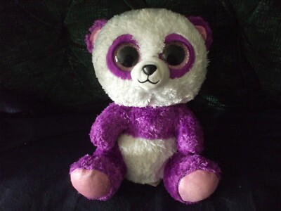 9" TY Purple and White plush big eye panda Boom Boom | eBay