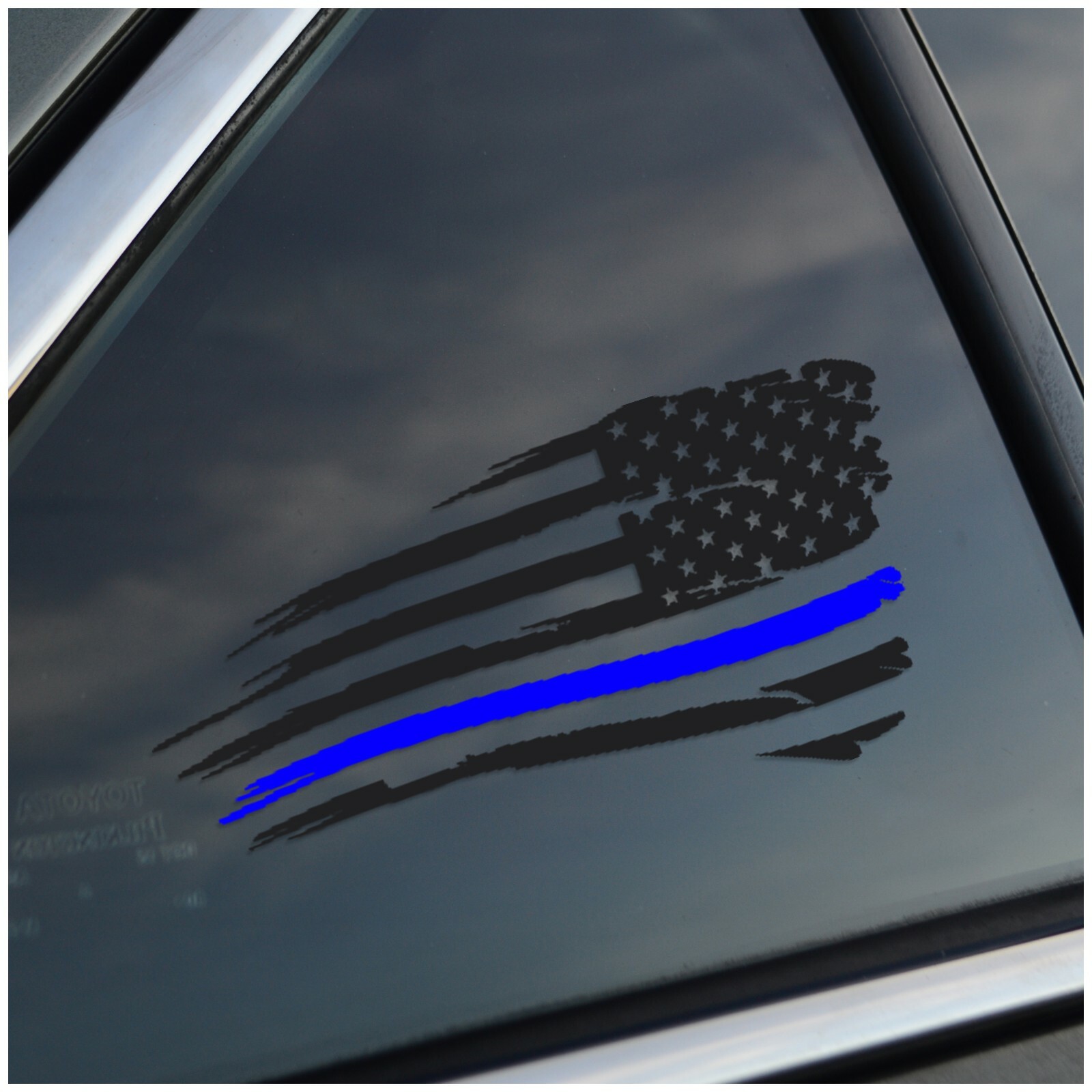 Reverse Thin Blue Line Tattered Battle Police Support Back the Blue Car ...