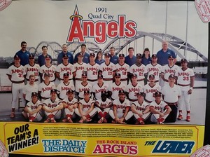 1991 Quad City (Iowa) Angels Minor League Baseball Team Giant Wall Team ...