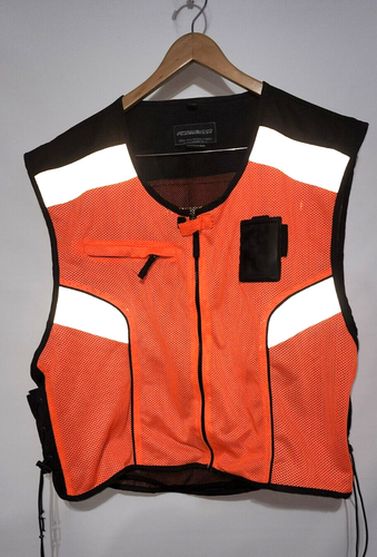 Fieldsheer Motorcycle Riding Vest Orange Mesh Reflective Zip ~ Mens XL ...