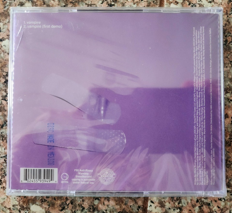 Olivia Rodrigo -Vampire CD Single - Sealed New Parental Advisory Made ...