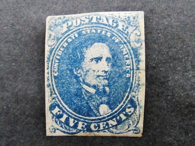 nystamps US CSA Confederate Stamp # 4 Blue Cancel $145 F14x3010 | eBay