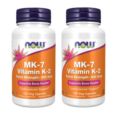 Now Foods Mk-7 Vitamin K-2 300 mcg 120 Capsules [ 2 Pack ] | eBay