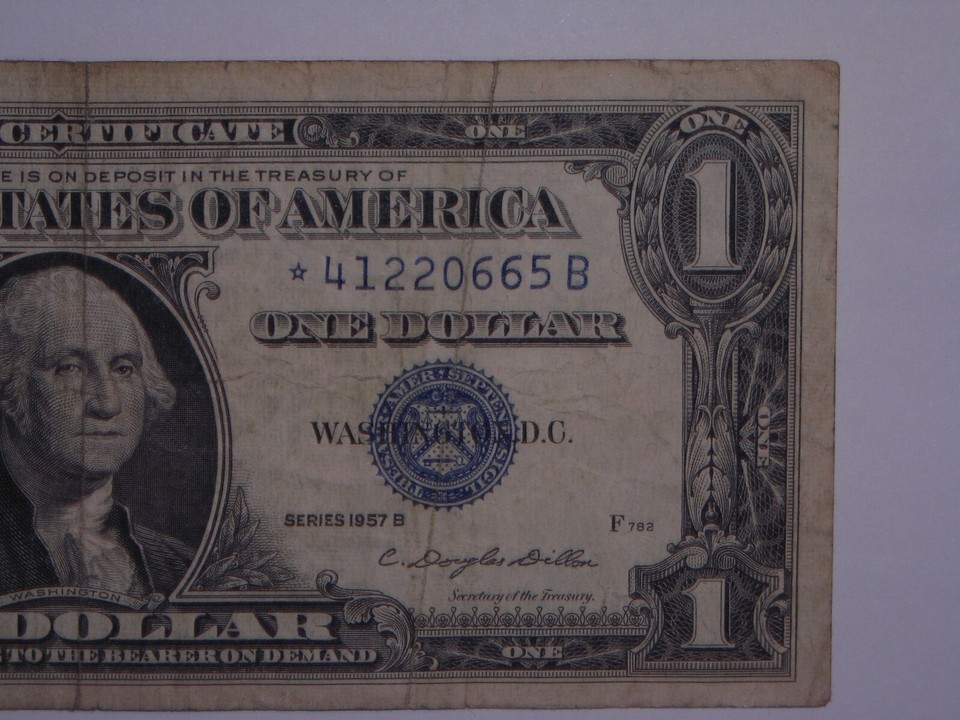 $1 DOLLAR 1957-B LOT OF STAR NOTE ONE DOLLAR BILL BLUE SEAL SILVER ...