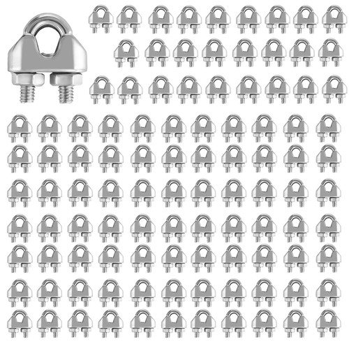 104 Pcs 1/8 Inches M3 Stainless Steel Cable Wire Rope Clip 304 ...