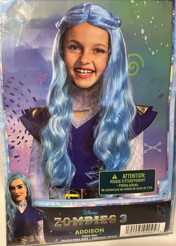 Disney Zombies 3 Addison Alien Costume Halloween Child Blue Wig Girl ...