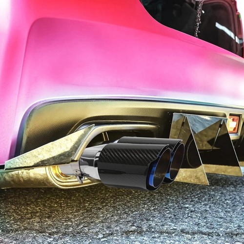 63/76mm 2.5'' Universal Carbon Fiber Car Dual Exhaust Muffler Tip Tail ...