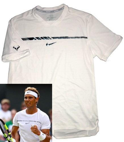 Mens Nike Rafa Nadal white Tennis shirt L 2017 Wimbledon LARGE ...