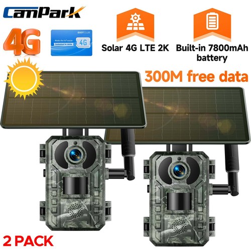 2* Solar Cellular Trail Camera with 2.5K Live Streaming 4G LTE Game Cam ...