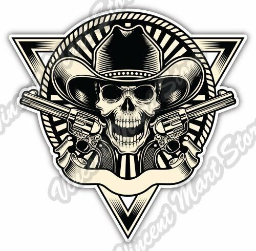 Cowboy Wild West Skull Crossbones Revolver Car Bumper Vinyl Sticker ...