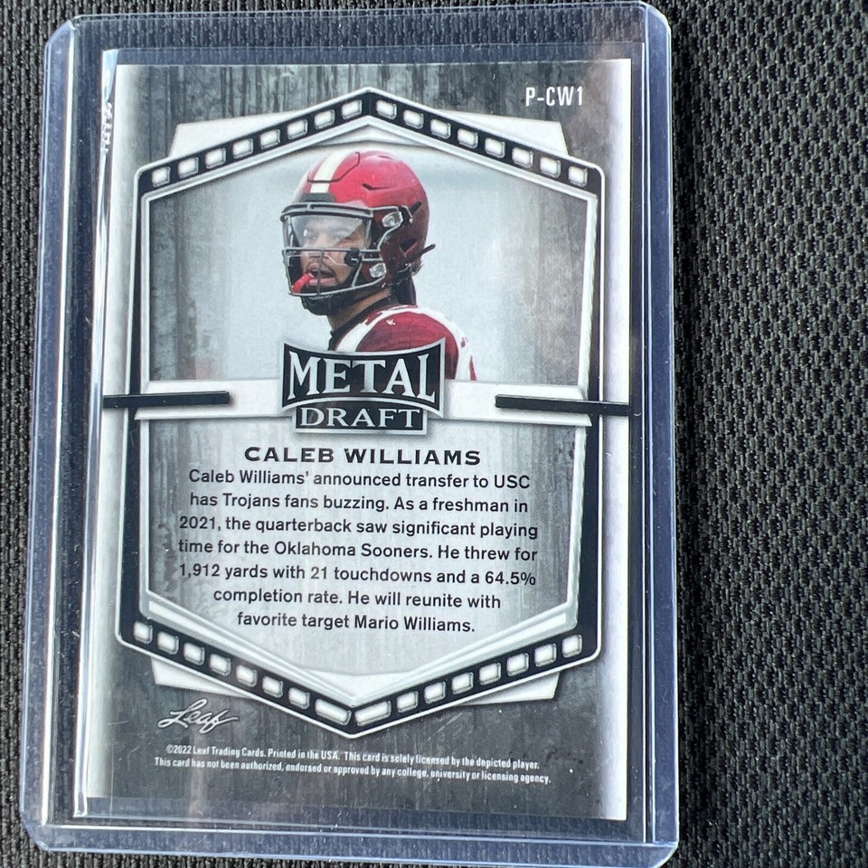 2022 Leaf Metal Caleb Williams Blue Mojo Prizm SP Prospect #P-CW1 - USC ...
