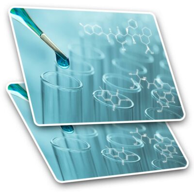 2 x Rectangle Stickers 7.5 cm - Science Laboratory Test Tubes Biology ...
