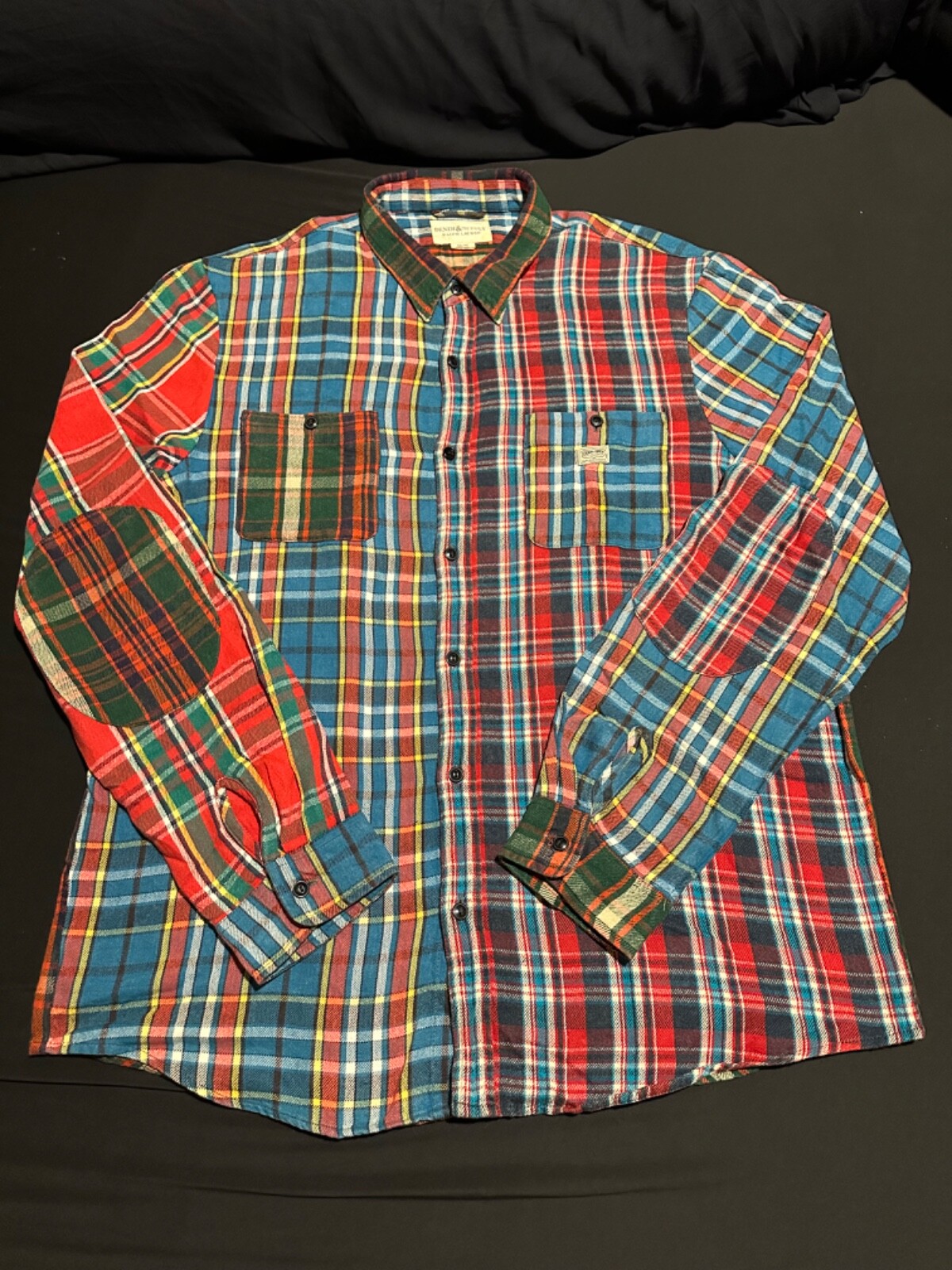 Ralph Lauren Patchwork Shirt XXL RARE Mixed Check Den… - Gem