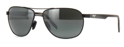 Maui Jim Castles 728-2M Matte Black Aviator Frame / Grey Lens ...