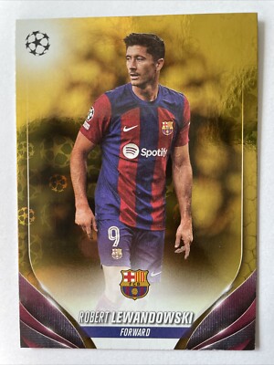 2023 Topps #11 Robert Lewandowski FC Barcelona Gold Starball Champions ...