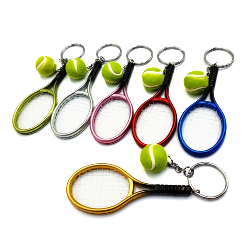 Simulation Mini Tennis Racket Ball Keychain Pendant Portable Tennis Key ...