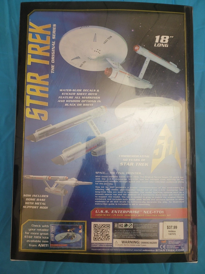 AMT Star Trek U.S.S. Enterprise NCC-1701 Space Ship Scale Plastic 18 ...
